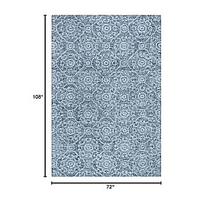 SAFAVIEH Abstract Collection Area Rug - 6' x 9', Blue, Handmade Wool, Ideal for High Traffic Areas in Living Room, Bedroom (ABT207A)