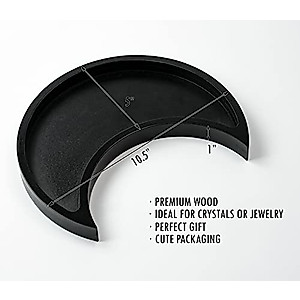 Moon Tray Crystal Holder Display - Black Wooden Crystal Tray for Stones, Healing Crystals Storage and Organizer - Crescent Gothic Witchy Coffin Spiritual Decor - Essential Oil Holder - Jewelry Dish