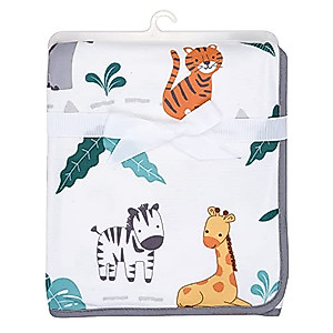 Bedtime Originals Mighty Jungle Animals White Fleece Baby Blanket (283034P)