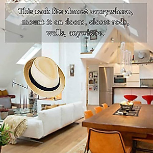 SnowTing Set of 6 Metal Hat Holder Wall Mount Hat Caps Wigs Organizer Display Racks Cowboy Ball Holder Hanger Hooks Hat Stand Display Wall Rack Silver