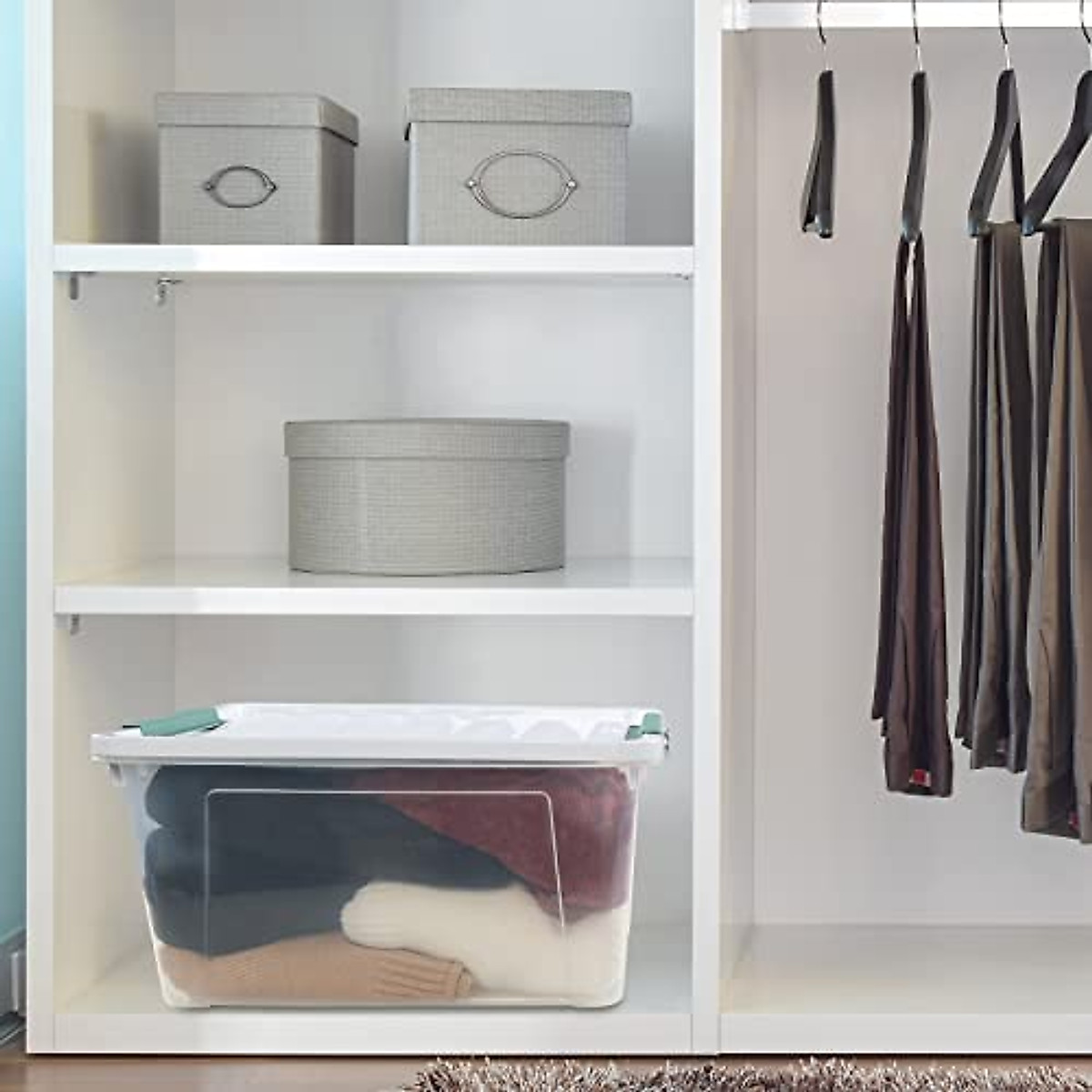 Zerdyne 35 L Clear Large Storage Box, Plastic Storage Bins, Set of 4