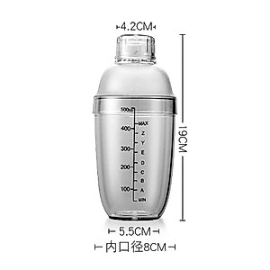 Plastic Martini Cocktail Shaker 530ml Wine Beverage Mixer Wine Shaker Cup Drink Mixer Barware Boston Bar Tool