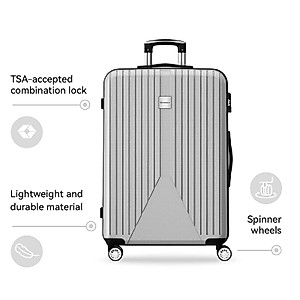 Strenforce Luggage Sets 3-Peice (20/24/28-Inch) Durable Wheels and TSA Lock Travel Suitcase Set, silver