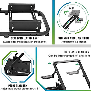 Hottoby Foldable Racing Simulator Cockpit Stand with Red Seat Fit for Logitech/Thrustmaster G25,G27,G29,G920,G923&T300RS,TX,T80,Multi-Angle Adjustment Sim Cockpit racing wheel,No Steering Wheel,HandBr