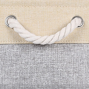 Univivi 10.5x10.5x11 Inch Fabric Storage Cube Baskets 6 Pack Storage Bins with Hard Bottom|Handles for Shelf,Closet Baskets for Cube Organizer (Beige & Grey)