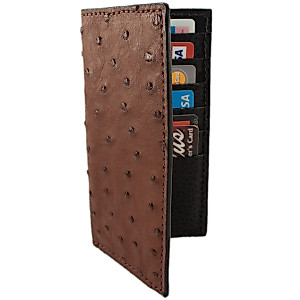 Brown Ostrich Skin Rodeo Checkbook Wallet