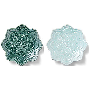 PUDDING CABIN Boho Ring Dish Small Jewelry Dish Ceramic Trinket Tray Crystal Holder 2 Set of Boho Decor, Wedding Bridal Shower Gifts for Bridesmaids Bride