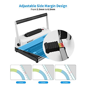 MAKEASY Coil Spiral Binding Machine - Manual Hole Punch - Electric Coil Inserter - Adjustable Side Margin - for Letter Size/A4/A5, Comes with 100pcs 5/16'' Plastic Coil Binding Spines & Plier
