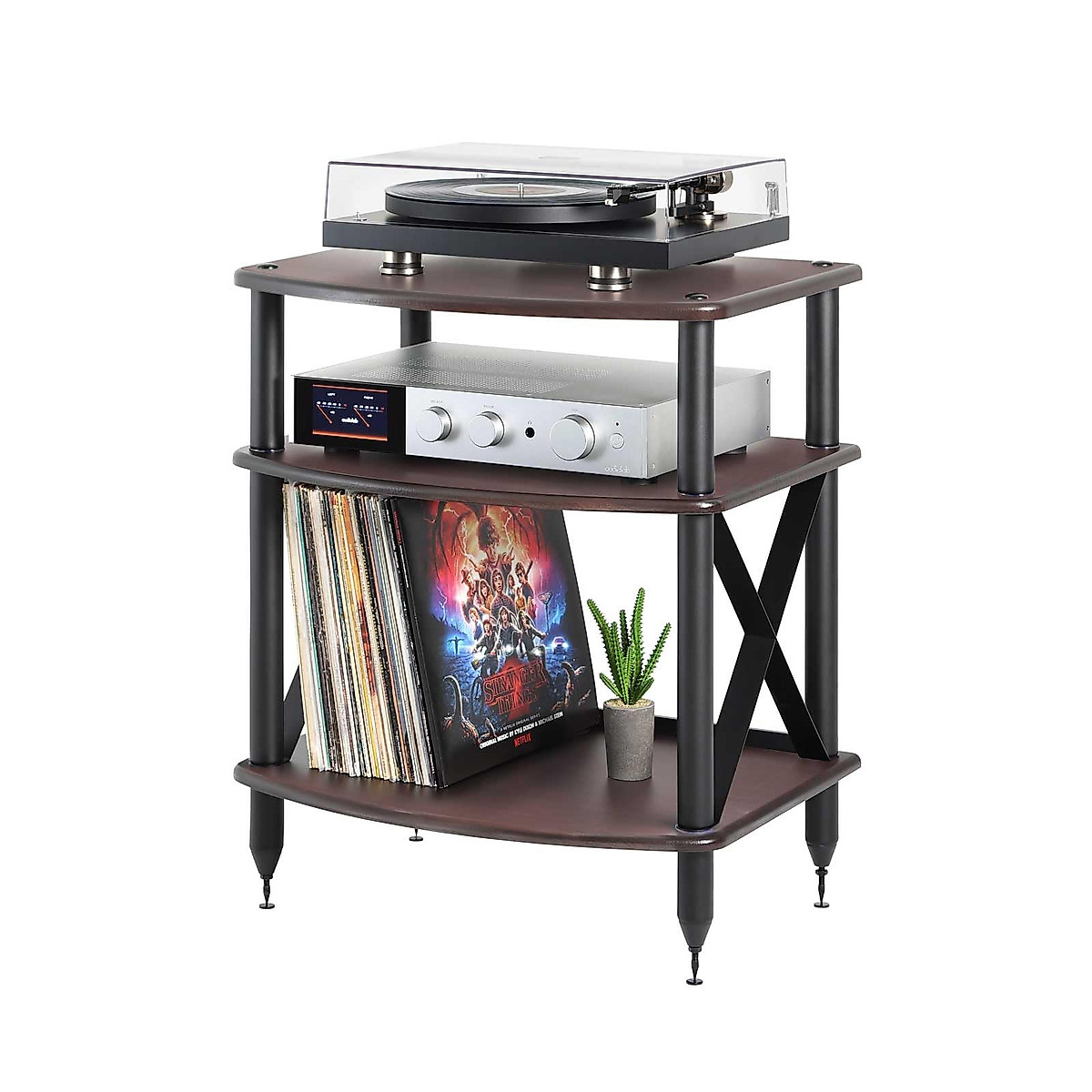 Pangea Audio Vulcan TT Turntable Stand with Vinyl Record Storage - Black