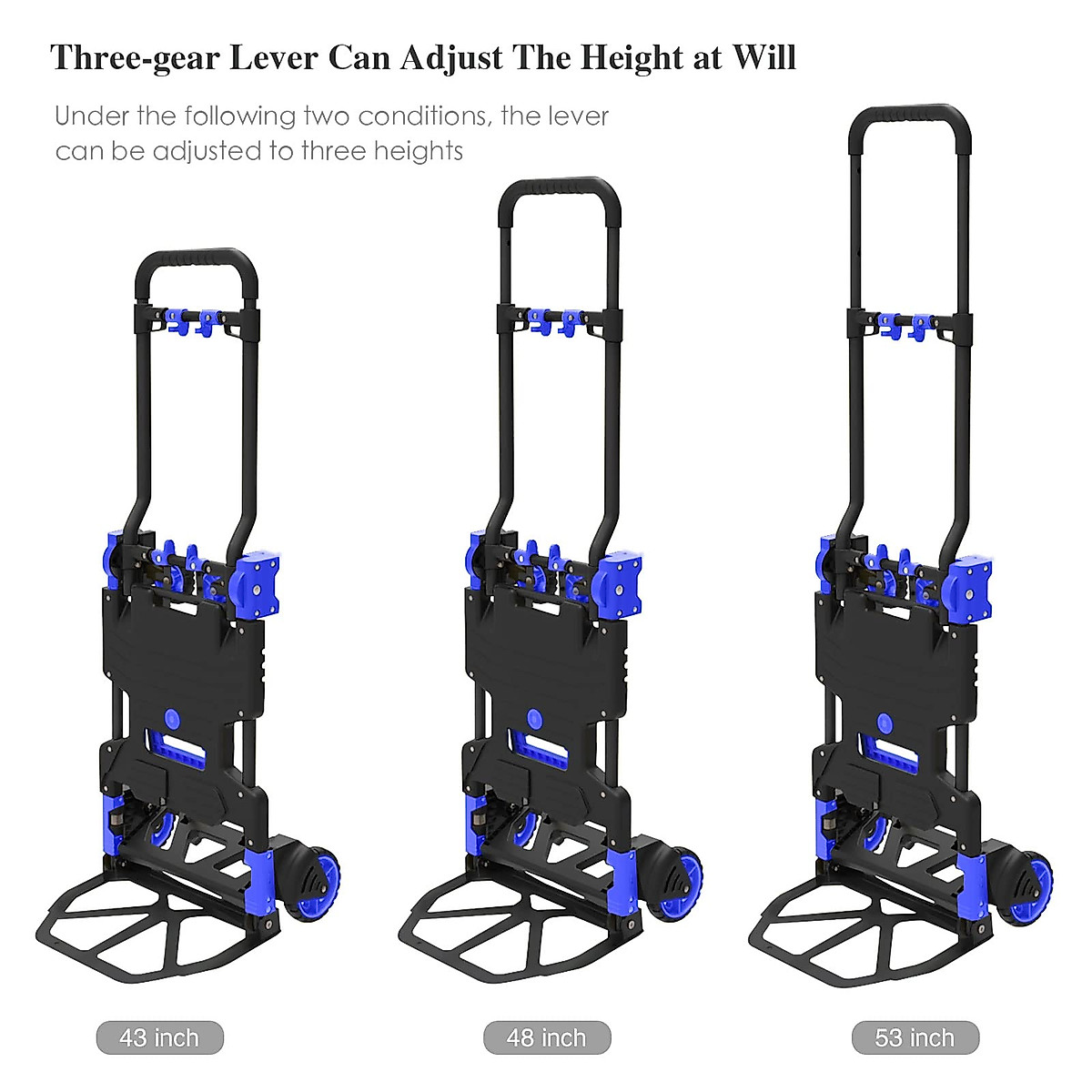 Oyoest Folding Hand Truck Heavy Duty 330LB Load Carrying,Convertible Dolly Cart with Retractable Handle and 4 Rubber Wheels,Portable Hand Truck Foldable for Luggage/Personal/Travel/Mobile/Office Use.
