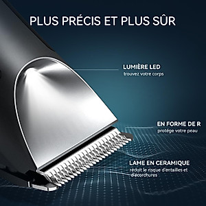 Body Hair Trimmer for Men, kensen Electric Groin Hair Trimmer, Rechargeable Body Groomer, Replaceable Ceramic Blade Heads, Waterproof Wet/Dry Clippers, Male Pubic Hair Hygiene Razor