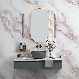 Marble Contact Paper for Countertops Marble Wall Paper Matte Peel and Stick Wallpaper Removable Self Adhesive Granite Vinyl Film Waterproof Roll 15.7”×79” Thick, Easy to Clean & Install White/Gold