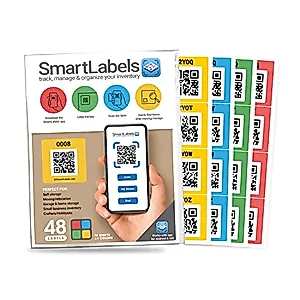 QR Code Smart Labels | Color Coded Scannable Stickers for Storage Bins, Moving Containers & Organization | Pack and Track Inventory on iOS & Android App | Pack of 48 (Original)