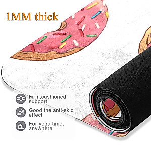Travel Yoga Mat Non Slip - Glazed Donuts Foldable Exercise Mat Lightweight Work Out Mat with Bag Sweat Absorbent Fitness Mat for Yoga Pilates Home Fitness Exercise