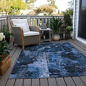 Addison Rugs Chantille ACN560 Blue 9' x 12 Indoor Outdoor Area Rug, Stain Resistant, Machine Washable, Non Shedding, Bedroom, Living Room, Dining Room, Kitchen Rug