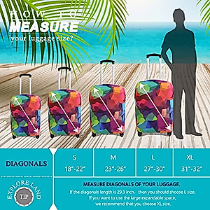 Explore Land Travel Luggage Cover Suitcase Protector Fits 18-32 Inch Luggage (Geometry, S(18-22 inch Luggage))