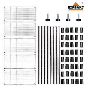 EZPEAKS Chrome 5-Shelf Shelving Unit with Shelf Liners Set of 5, Adjustable, Steel Wire Shelves, 150lbs Loading Capacity Per Shelf, Shelving Units and Storage for Kitchen and Garage (30W x 14D x 60H)