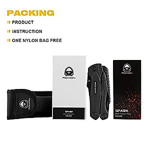 Roxon CM1349 SPARK Multitool Plier, 14-in-1 Multitools Folding Plier, Multipurpose Outdoor Survival Portable Multi Tool Set