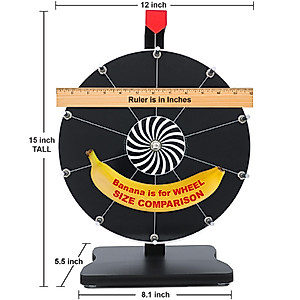 Whirl of Fun 12 inch Black Prize Wheel - Spinning Wheel for Prizes with Stand, 10 Slots, Customize Erasable Dry Erase Surface, Portable, Tools Included, Made in USA