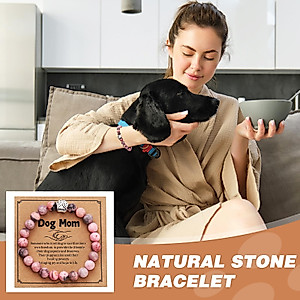 Zopeal Dog Mom Gifts for Women Dog Lover Funny Gifts Include 16 oz Tumbler Makeup Bag Canvas Tote Bag Aromatherapy Candle Socks Bracelet Keychain Gift Card for Mothers Day Birthday Appreciation Gift