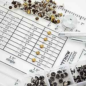 UPTTHOW Rivet Placement Template Zipper Ruler Zip Pocket Tool Leathercraft Rivets Marking Guide for DIY Bracelet Belt Combo Measurement Sewing Accessories