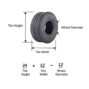 MOTORHOT Pack of 2 24x12.00-12 Turf Tires 8Ply Lawn Garden Mower 24-12-12 LRD Turf Bias For Tractor Golf Cart Tires