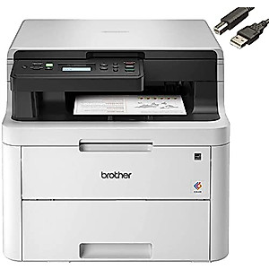 Brother HL-L3290CDW Wireless Compact Digital Color Laser All-in-One Printer, Duplex Printing, Print Scan Copy, 600 x 2400 dpi, 25ppm, 250-sheet, Works with Alexa, Bundle with Cefesfy Printer Cable