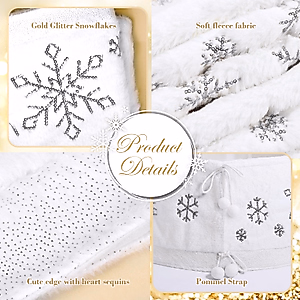LASPERAL White Christmas Tree Collar, 30 Inches Sliver Snowflake Tree Ring for Artificial Tree Farmhouse Plush Xmas Tree Stand Cover with Plastics Sheets Christmas Holiday Tree Decoration