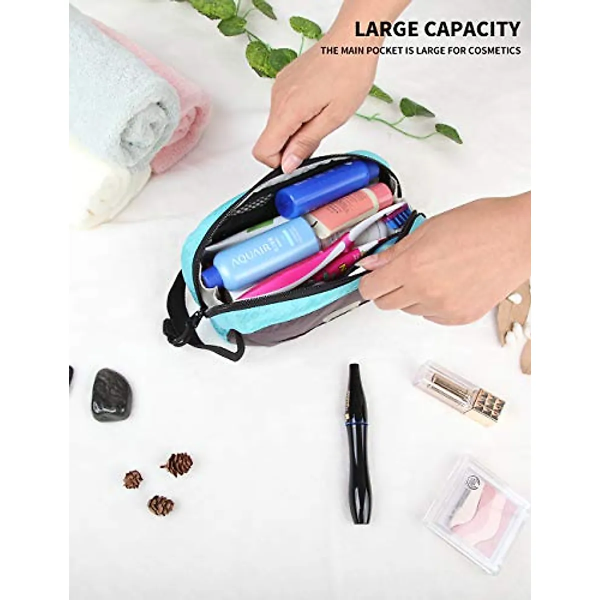 GOX Premium Toiletry Bag, Dopp Kit Case For Travel, Multifunction Cosmetics Organizer Pouch(Grey/Sky blue)