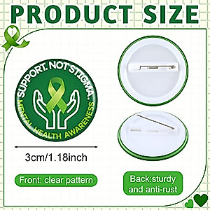 120 Pcs Mental Health Pin 1.2 Inch Mental Health Awareness Buttons for Backpacks Novelty Green Ribbon Mental Health Awareness Month Gifts for Children Teens Adults Party Favors Stocking Stuffers