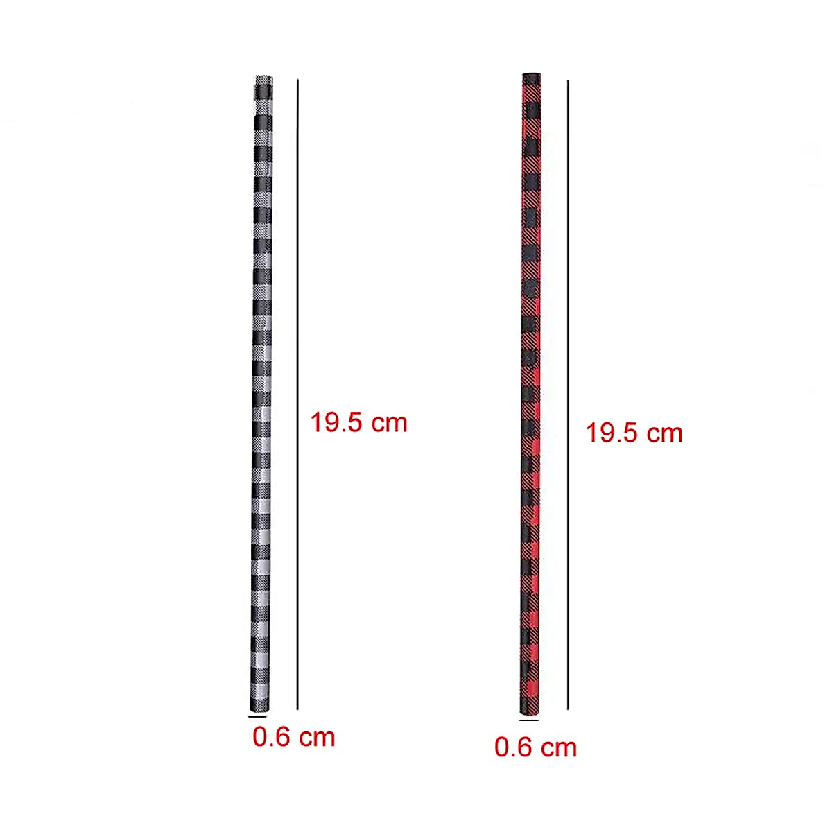 100Pcs Christmas Paper Straws White Red Black Plaid Drinking Straws Disposable Drinking Straws Holiday Straws for Christmas Anniversary New Year Wedding Birthday Farmhouse Party Supplies