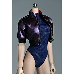 1/6 Scale Female Figure Clothes,Girl Jacket Coat Costum Clothing for 12inch PH TBL Action Figure Body (Purple Jacket)