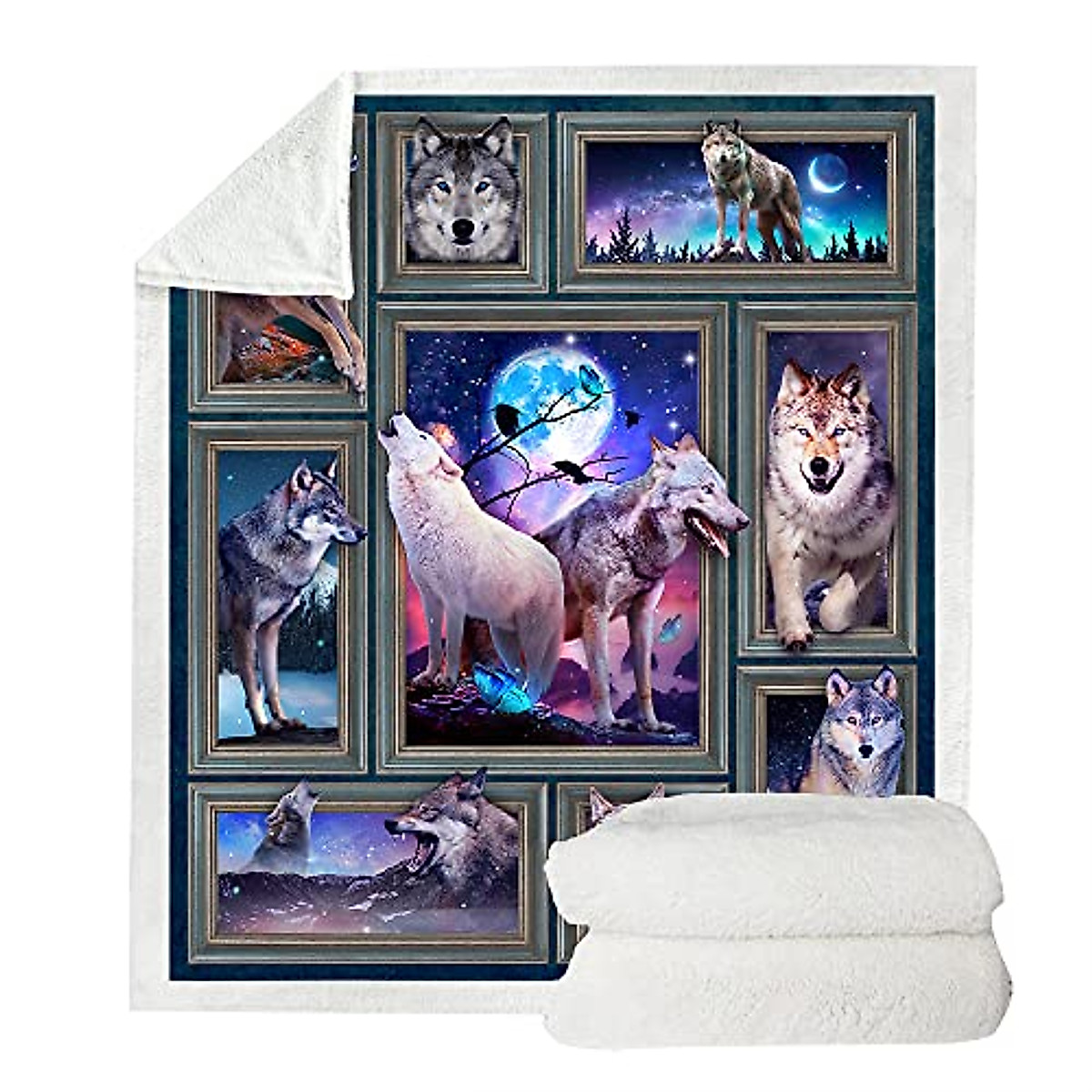 CYREKUD Wolf Blanket,Wolf Gifts for Men Throw Blanket, Wolf Gifts for Women Girls,Wolf Gifts for Wolf Lovers,Soft Warm Cozy Wolf Blanket for Office Home Bedroom Sofa Couch Decor 50"x 60"