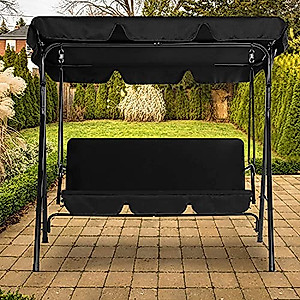 YODOLLA Porch Patio Swing,Outdoor Patio Swing with Canopy,3 Person Garden Canopy Swing with Powder-Coated Steel,Heay-Duty Free Standing Swing Chair