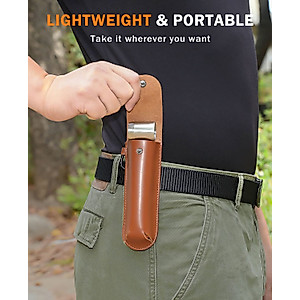 BURTOK Bushcraft Hand Auger Wrench, Heavy-Duty Scotch Eye Wood Auger, Hand Auger Wood Drill, Manual Hole Maker Multitool with Leather Case for Camping, Outdoor, Hiking