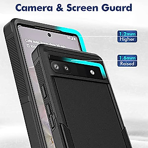 Bisbkrar Case for Google Pixel 6A 5G, Commuter Phone Case [Military Grade] 2 in 1 Shockproof Rugged Protective, Heavy Duty Cover for Pixel 6A 5G Black(Without Built-in Screen Protector)