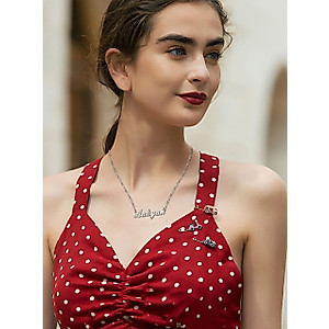 Jewenova S925 Sterling Silver Name Necklace Personalized,Custom nameplate Pendant Necklace for Women Personalized Jewelry Gift with Box