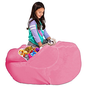 Posh Stuffable Kids Stuffed Animal Storage Bean Bag Chair Cover - Childrens Toy Organizer, X-Large 48" - Solid Pink