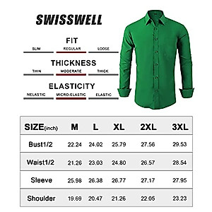Mens Dress Shirt Slim Fit Long Sleeve Button Down Shirt Suit Wear No Tuck Green Medium Camisas De Vestir para Hombre
