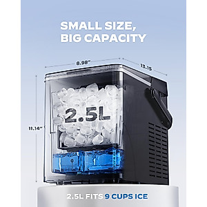 HOMEZAY Countertop Ice Maker, Compact Ice Maker with Larger 2.5L Expanding Ice Basket & 1.8L Water Tank, Smart Touch Control, 9 ICES in 6 Mins, 26 lbs per Day, Self-Cleaning, for Home/Party/Office/RV