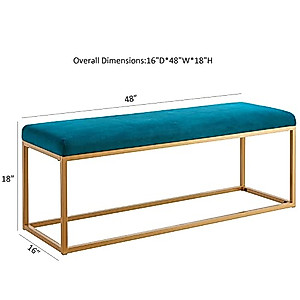 Ball & Cast Upholstered Bench, 48" W, Teal - Frame