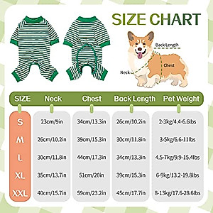 PUMYPOREITY Dog Pajamas, Cute Stripe Pet PJS for Small Medium Dogs, Dog Hair Shedding Cover Onesie, Stretchable Puppy Jumpsuit Dog Apparel Clothes, Soft Short-sleeve Dog Shirts Bodysuit Rompers Outfit