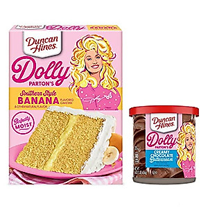 Duncan Hine's Dolly Parton's Favorite Southern-Style Banana Cake Mix Set! Banana Flavored Cake Mix With Chocolate Frosting! Make Your Own Deliciously Moist Banana Cake Mix! Choose Your Flavor!