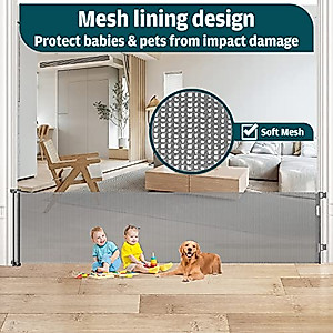 105 Inch Extra Wide Baby Gates for Large Openings, Retractable Baby Gates 35” Tall, Extra Long Baby Gate Child Gates for Wide Openings Large Dog Gate for Doorways Long Dog Gate Indoor Outdoor, Grey