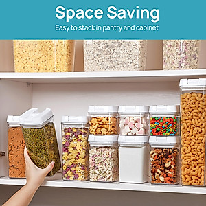 Vtopmart Airtight Food Storage Containers, 7 Pieces BPA Free Plastic Cereal Containers with Easy Lock Lids, for Kitchen Pantry Organization and Storage, Include 24 Labels
