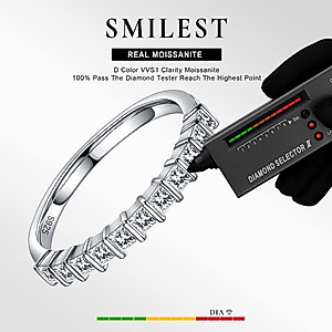 SMILEST Princess Moissanite Stackable Rings for Women, 2MM D Color VVS1 Clarity Lab Created Diamond Wedding Rings 18K White Gold Plated 925 Sterling Silver Moissanite Stackable Rings for Women Gifts