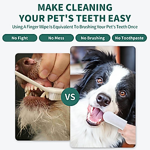 Teeth Cleaning Wipes for Dogs & Cats, Dog Tooth Brushing Kit Dog Dental Wipes, Reduces Tartar & Plaque Fresh Breath Dog Teeth Cleaning Finger Toothbrush, Disposable Gentle Dog Teeth Wipes, 120 Counts