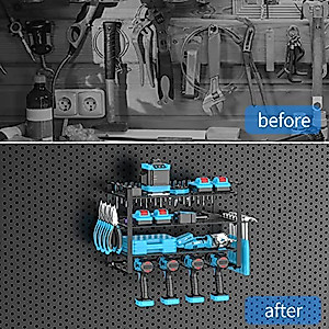 Arcwares Power Tool Organizer Wall Mount 4 Layer, 4 Drill Holder, Heavy Duty Garage Tool Organizer and Storage, Power Tool Storage Rack with Screwdriver Holder Plier Holder Hammer Holder