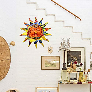 Juegoal 12.7 Inch Metal Sun Wall Art Decor Hanging for Indoor Outdoor Home Garden