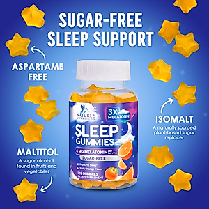 Melatonin Sleep Gummies Sugar Free - 6 mg Natural Melatonin Sleep Gummies for Adults, Extra Strength Sleep Gummy Supplements, Occasional Sleeping Support Supplement, Gomitas para Dormir - 120 Gummies
